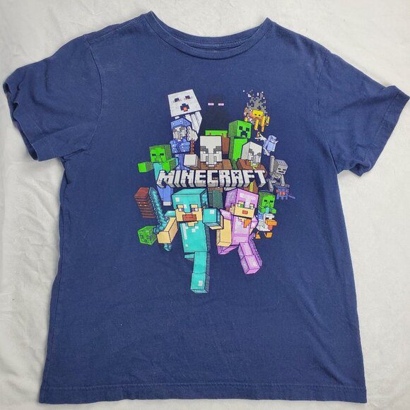 Shirts & Tops | Minecraft Boys Xl Navy Blue T Shirt Mojang Tee | Poshmark